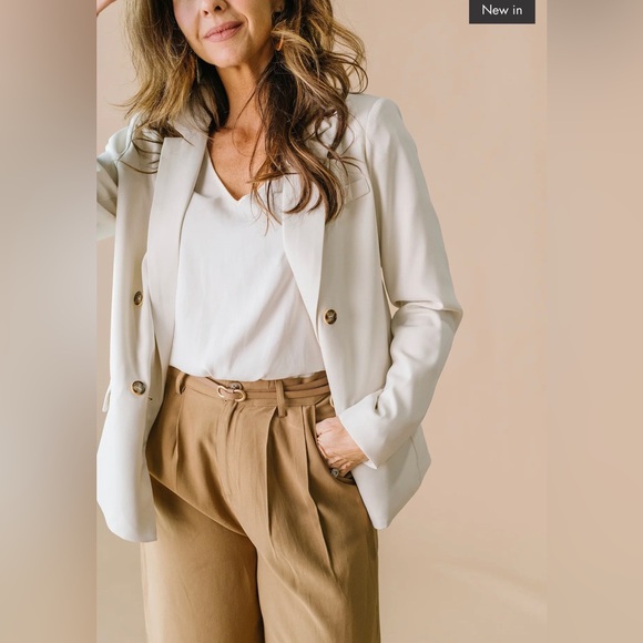 Jackets & Coats | Cream Oversized Blazer With Brown Buttons | Poshmark